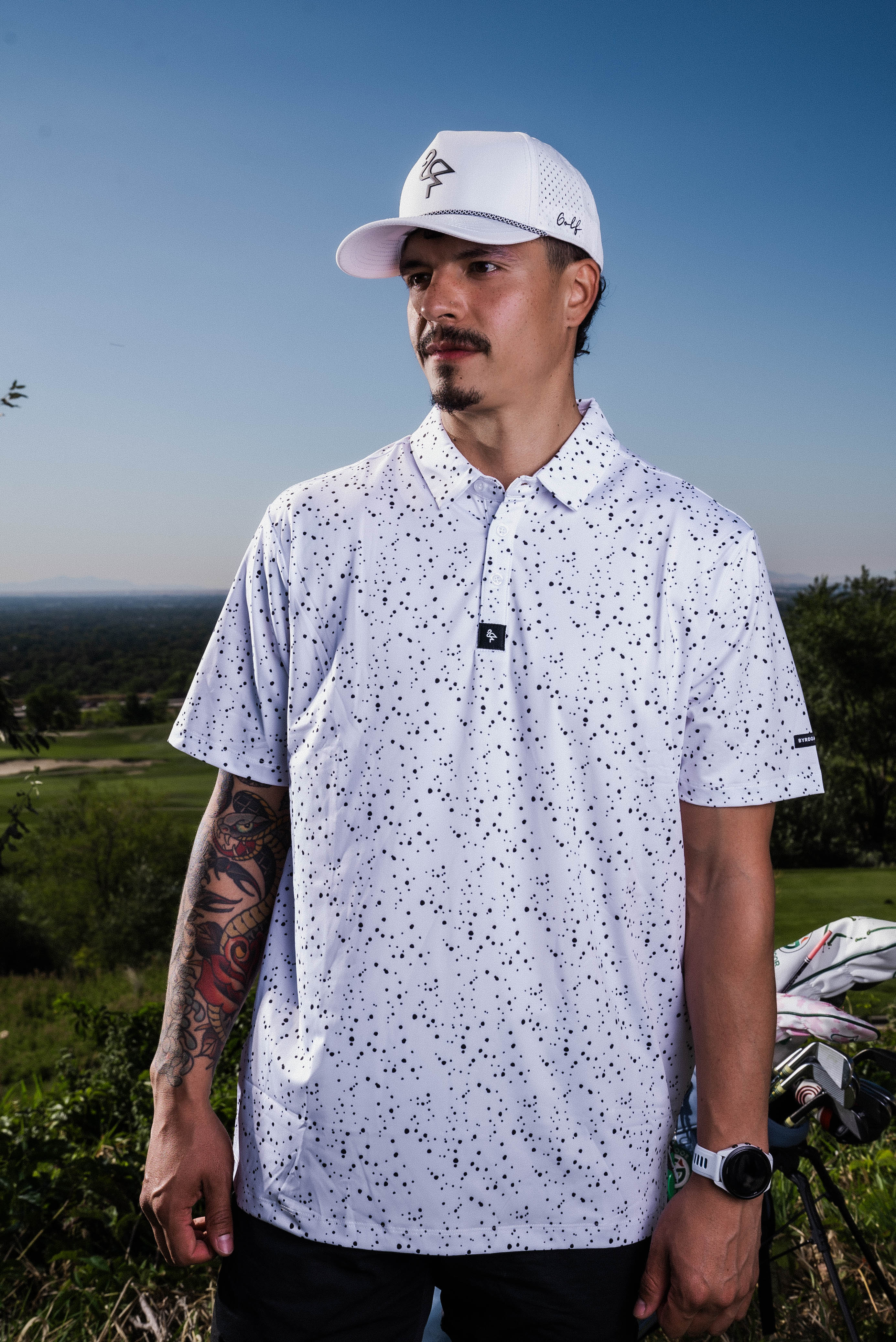 Byrd Gang Golf Polo | Cosmic Sprinkle | White