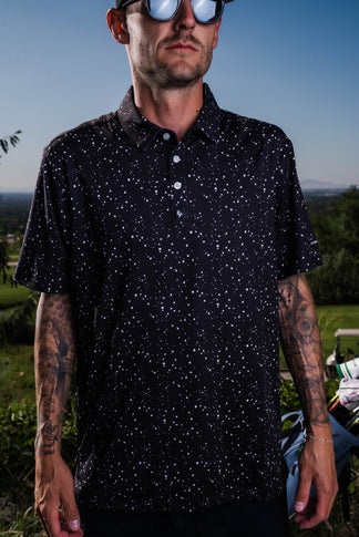 Byrd Gang Golf Polo | Cosmic Sprinkle - Black